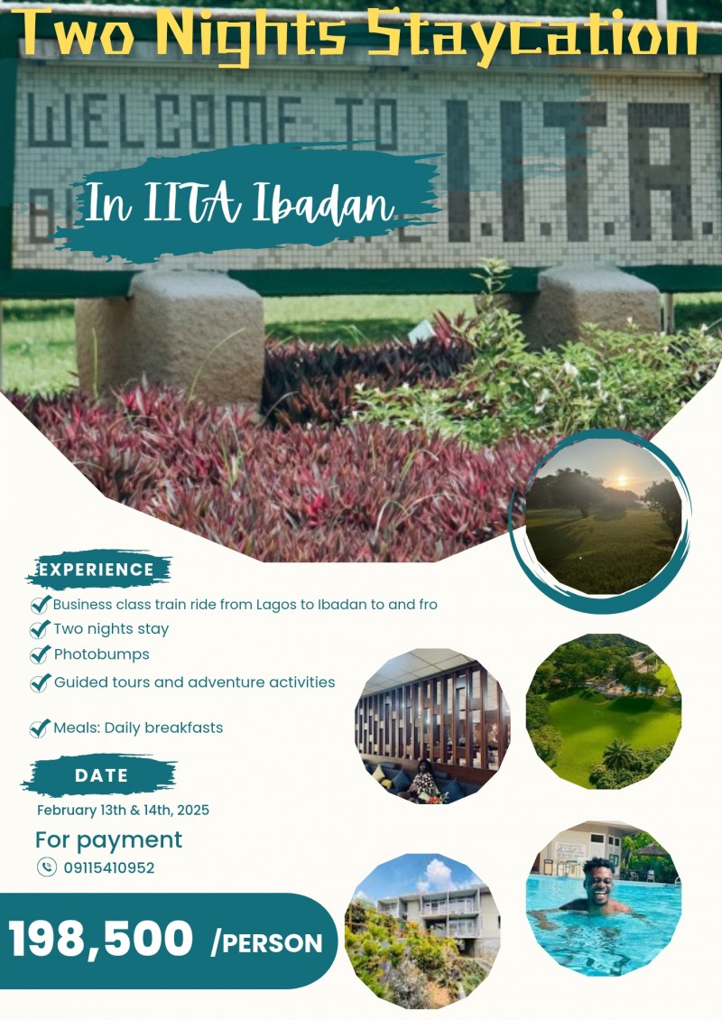 Buy Two Nights Staycation In IITA Ibadan by Delectable Tour.Ng on Selar