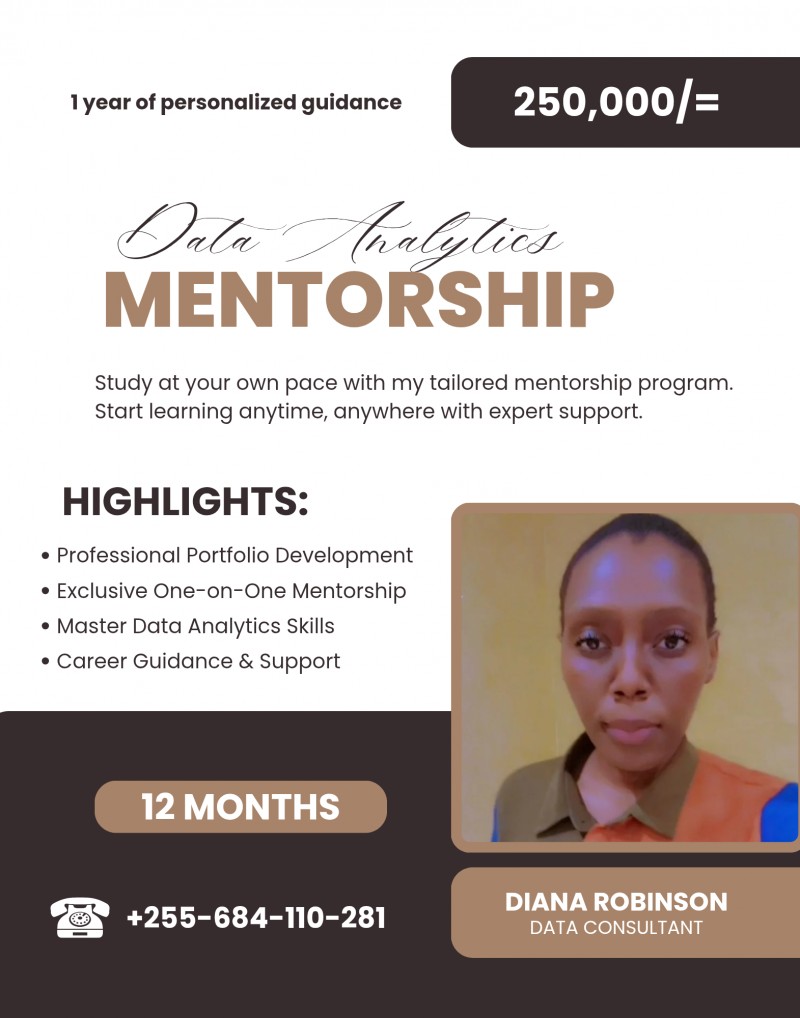 Buy Data Analytics Mentorship program by Diana Robinson on Selar