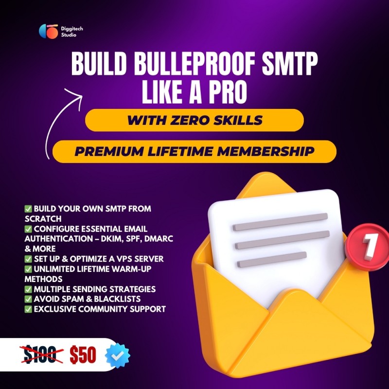 Buy Build Bulleproof SMTP Like A PRO - PREMIUM LIFETIME MEMBERSHIP by ...