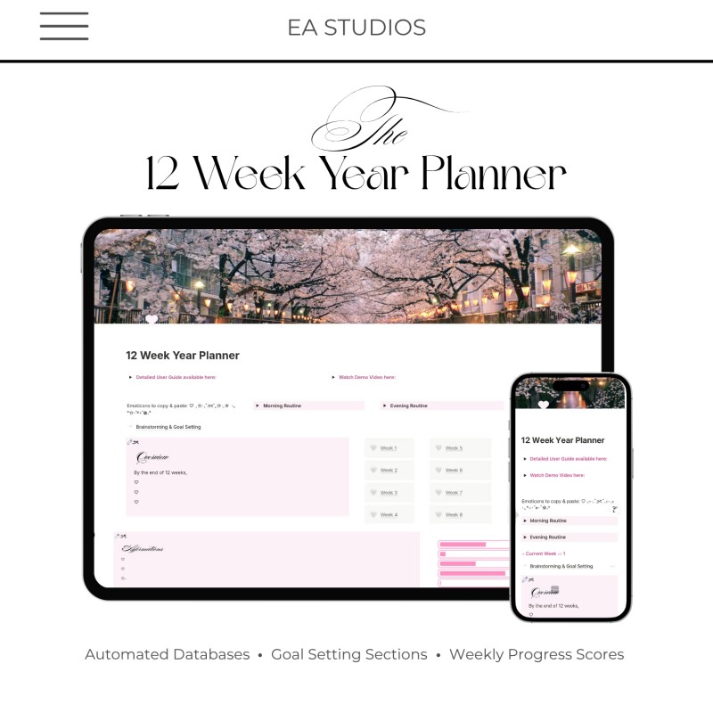 Buy 12 WEEK YEAR PLANNER [Notion Template] by EA Studios on Selar