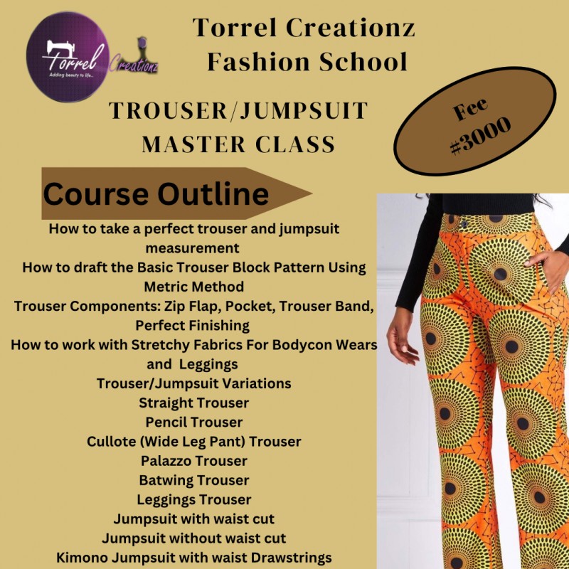 Buy TROUSER MASTER CLASS by Torrel Creationz Fashion School on Selar