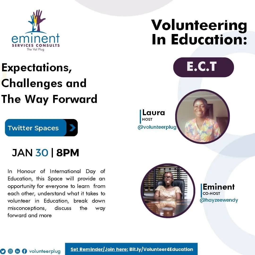Buy Volunteering in Education Twitter Spaces Replay by Eminent Services ...