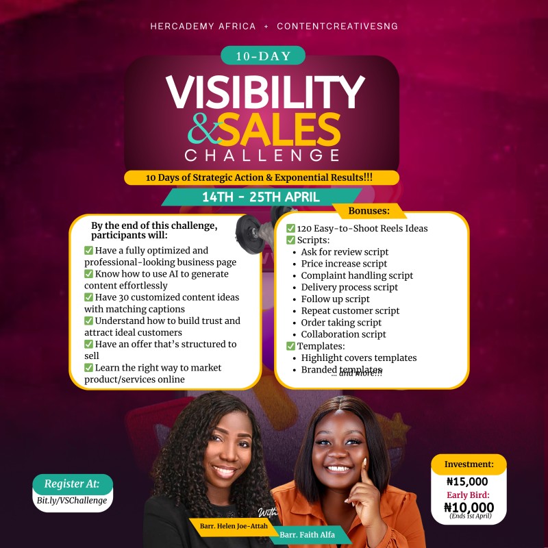 Buy 10-Day Visibility & Sales Challenge by Contentcreativesng on Selar