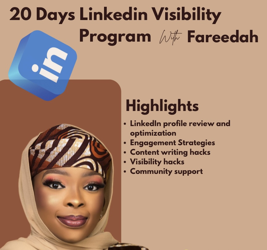 Get 20 Days Visibility Program with Fareedah by Fareedah Misbahu on Selar