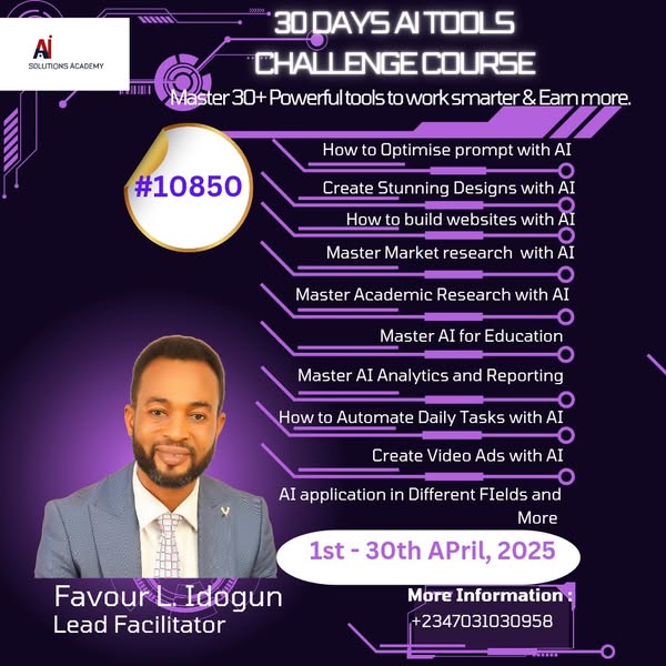 Buy 30 Days AI Tools Challenge Course by Favour L. Idogun on Selar