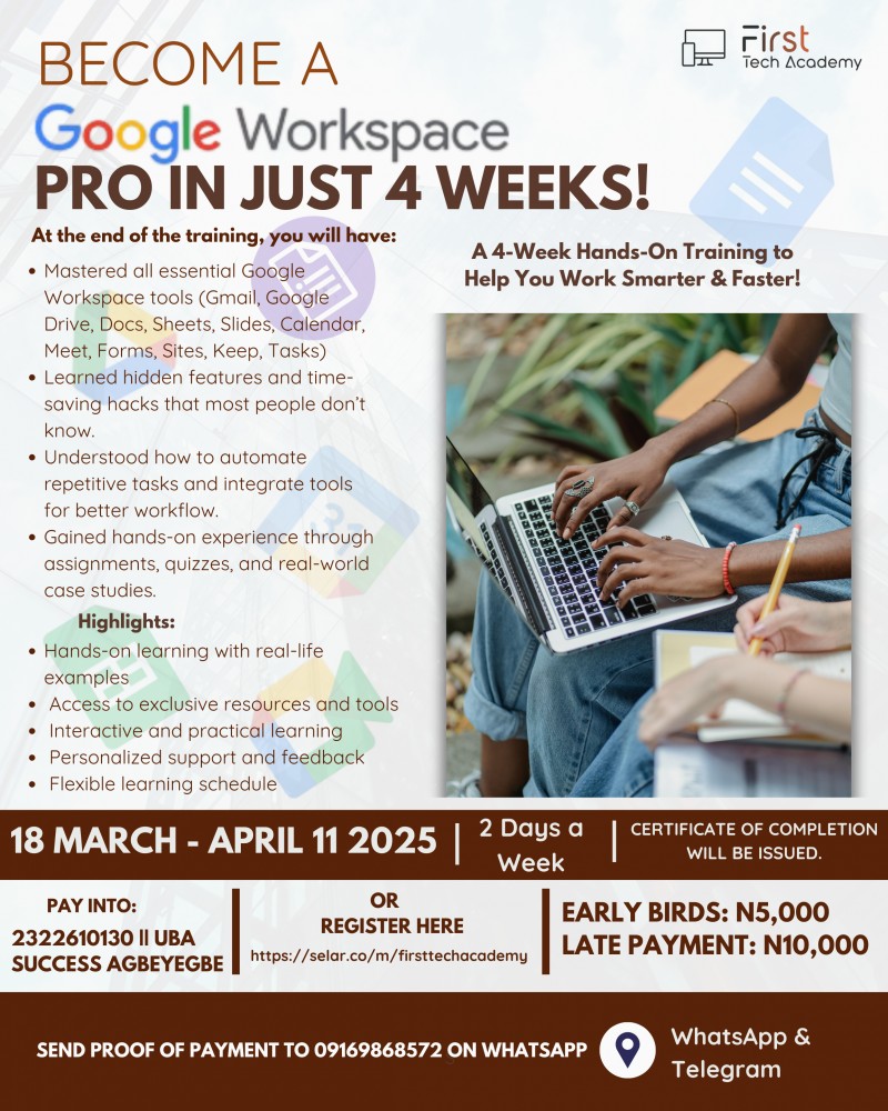 Buy Google Workspace Mastery Course by First Tech Hub Solutions on Selar