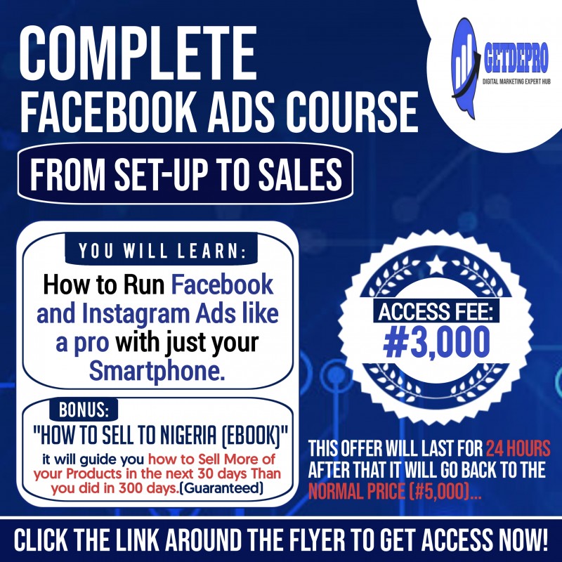 Buy COMPLETE FACEBOOK ADS COURSE || Learn How to Advertising with Your Phone 🤳🏻 by GETDEPRO ...