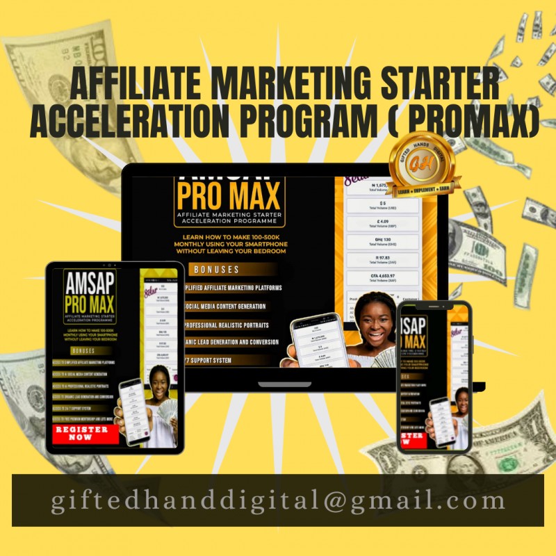 Buy AMSAP PRO MAX( AFFILIATE MARKETING STARTER ACCELERATION PROGRAM)PRO MAX by Giftedhands ...