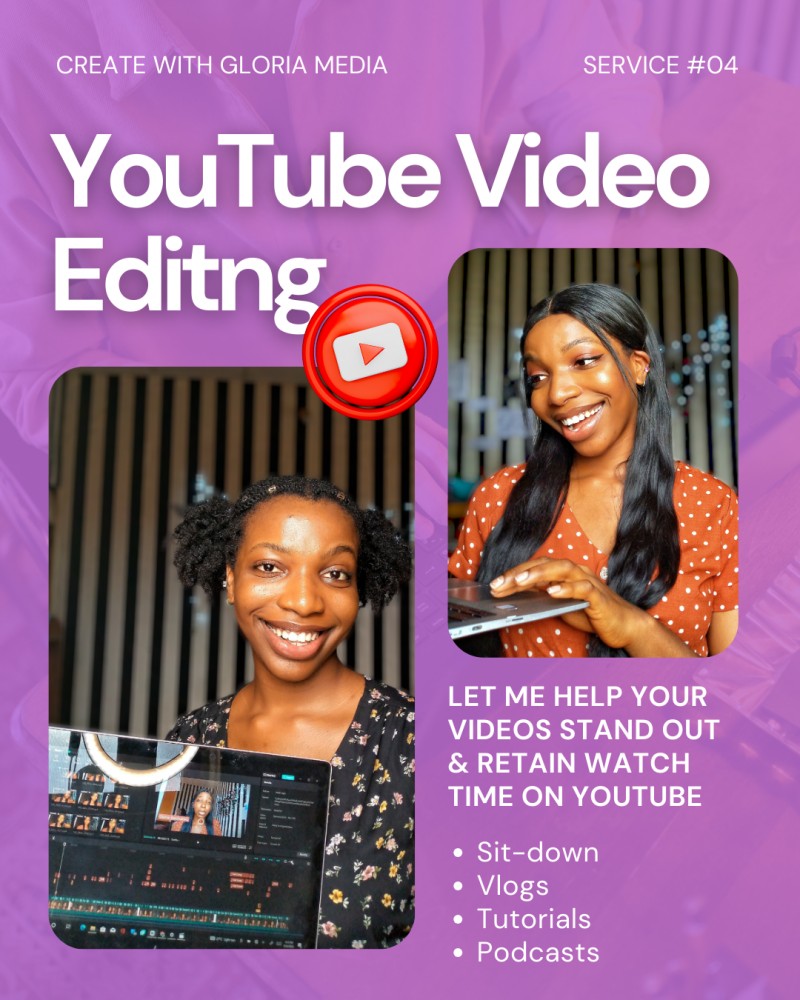 Buy Monthly YouTube Video Editing 4 5 Videos month By Gloria