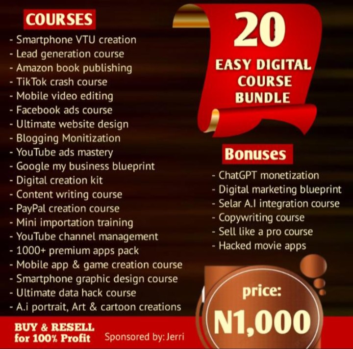 Buy 20 in 1 Easy Digital Course Bundle by GrowWith Jerri on Selar