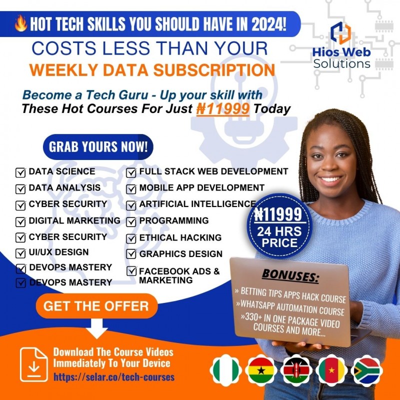 Buy TECH COURSES YOU MUST HAVE BEFORE 2025 - THE COMPLETE BUNDLE by Hiosweb Technologies on Selar