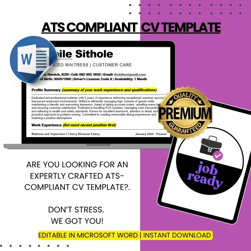 Buy ATS Compliant CV Template (MS Word) by Job Ready Agency on Selar