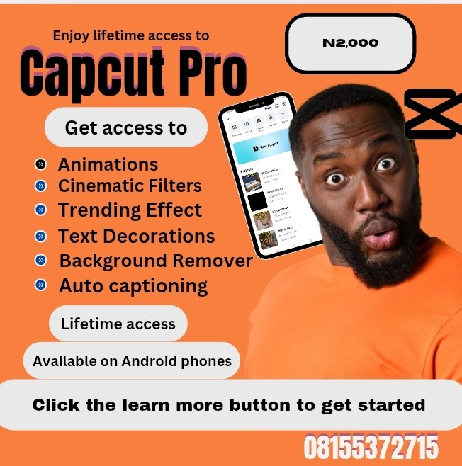 Buy Capcut Pro (lifetime access) by John Mercy on Selar