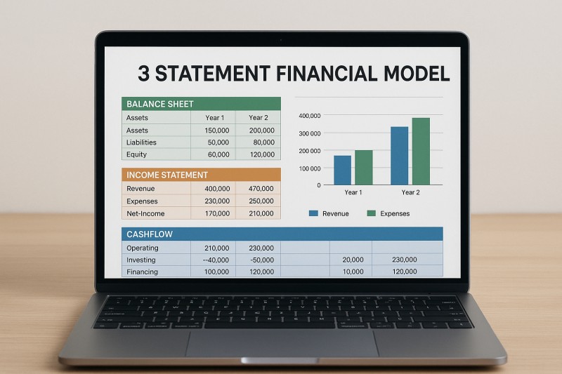 Buy 3-Statement Financial Model Template by GREENWAVE on Selar