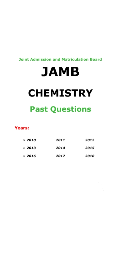 Buy Jamb Chemistry past questions and answers by Joshua Jackson on Selar