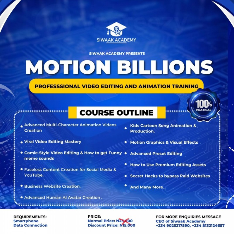 Buy Motion Billions Masterclass Smartphone Video Editing Training by Siwaak Academy on Selar