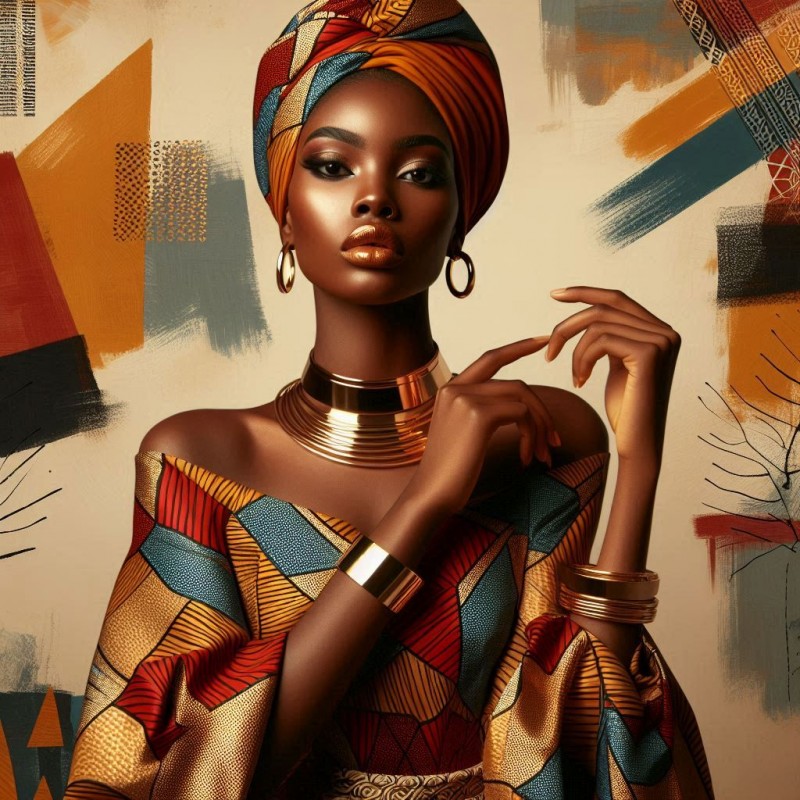 Buy Afro-Glam Portrait Art by Kolawole Favour on Selar