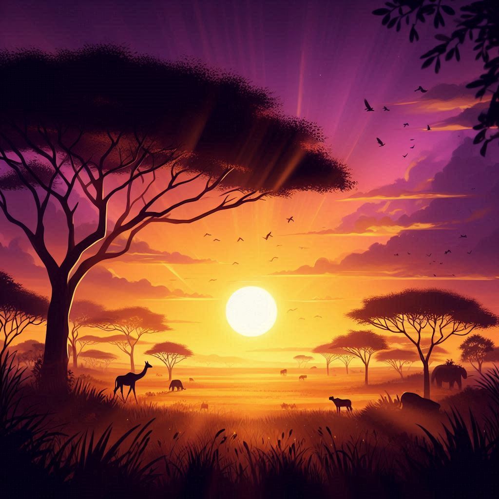 Buy Twilight Peace: African Savanna Sunset” by Kolawole Favour on Selar