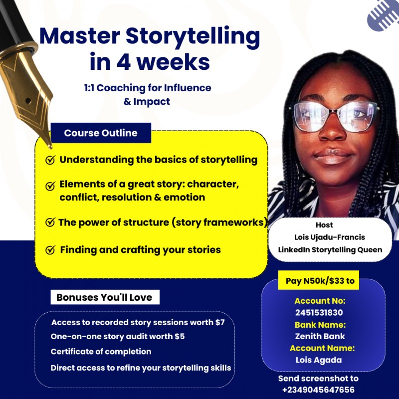 Buy Master Storytelling in 4 Weeks by Lois Ujadu-Francis on Selar