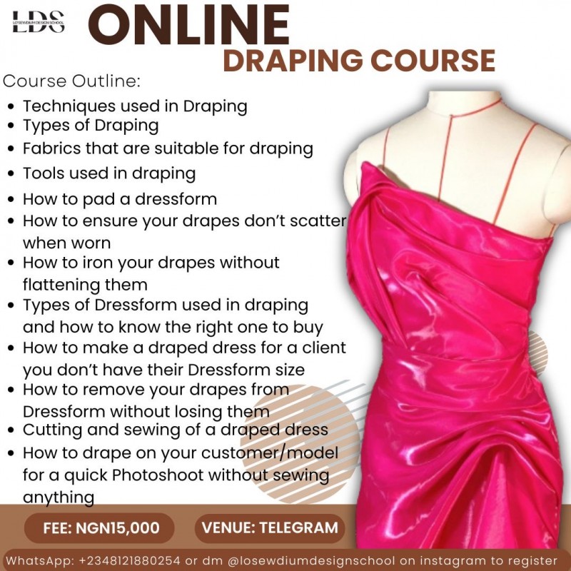 Buy Draping Course by Lo’Sewdium Design School on Selar