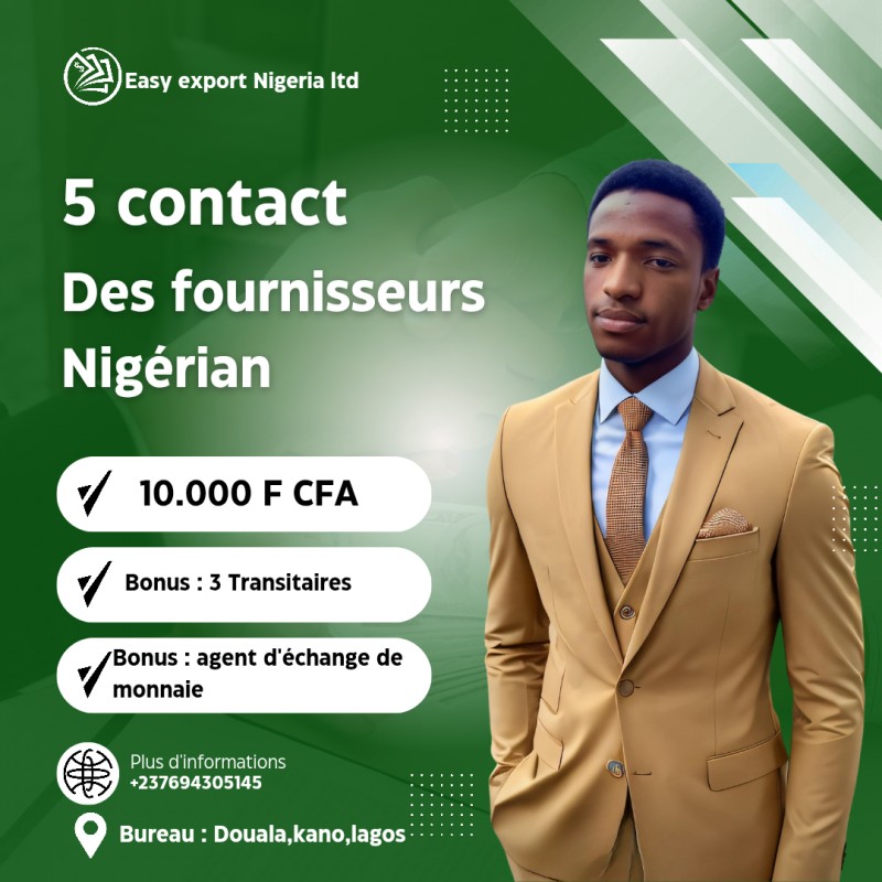 Buy Contact des fournisseurs Nigérian by Easy export Nigeria ltd on Selar