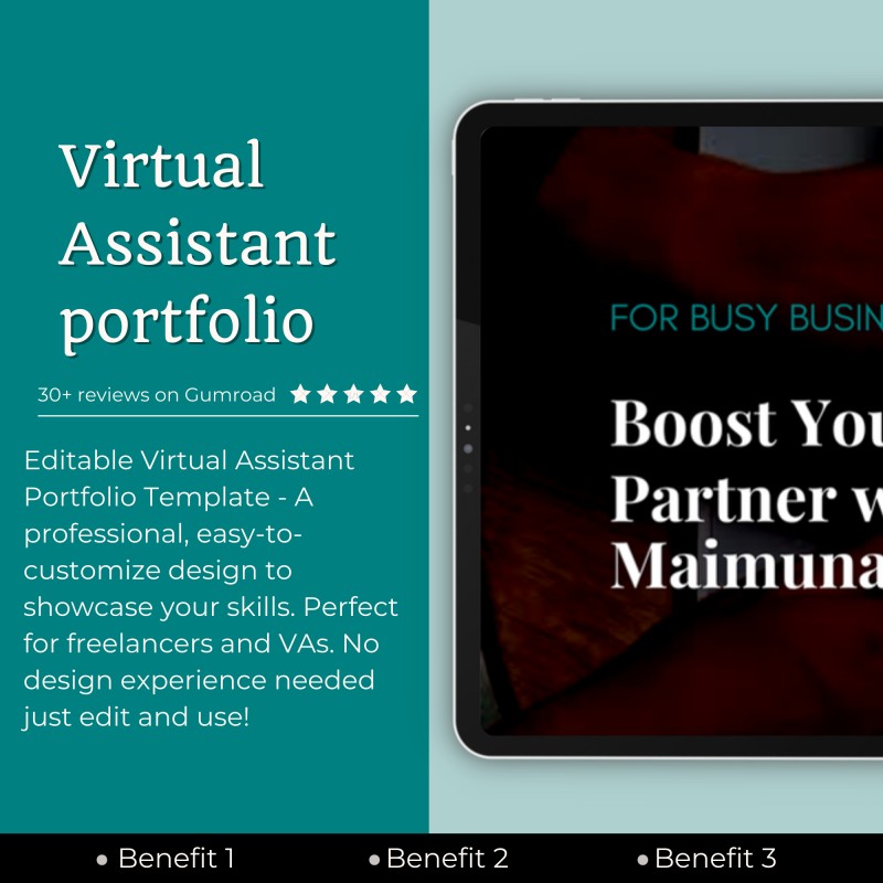 Buy Editable Virtual Assistant Portfolio Template | Professional VA ...