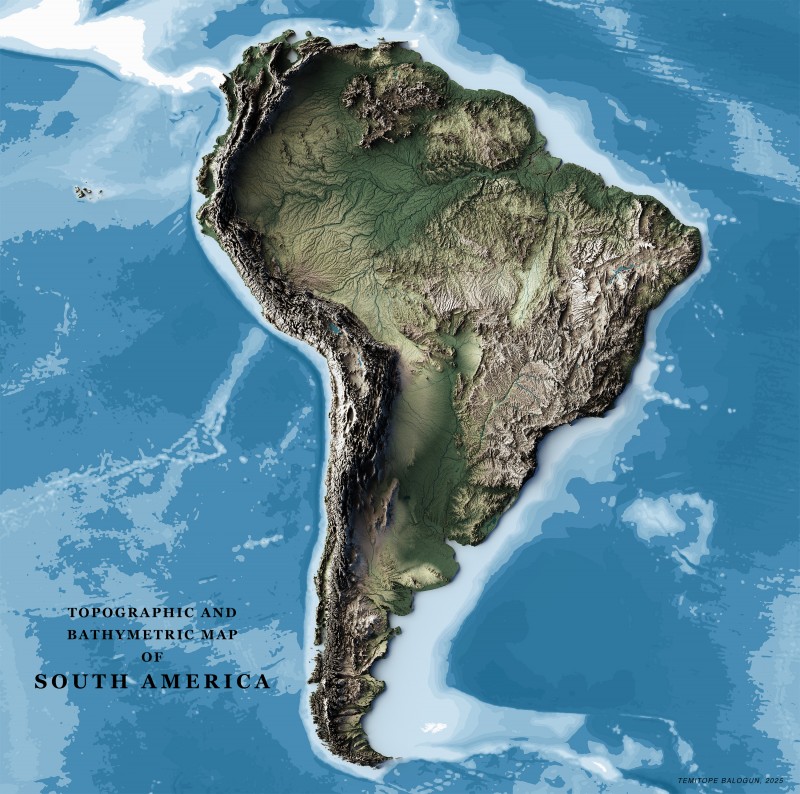Surprising Topographic Map Of South America Photos