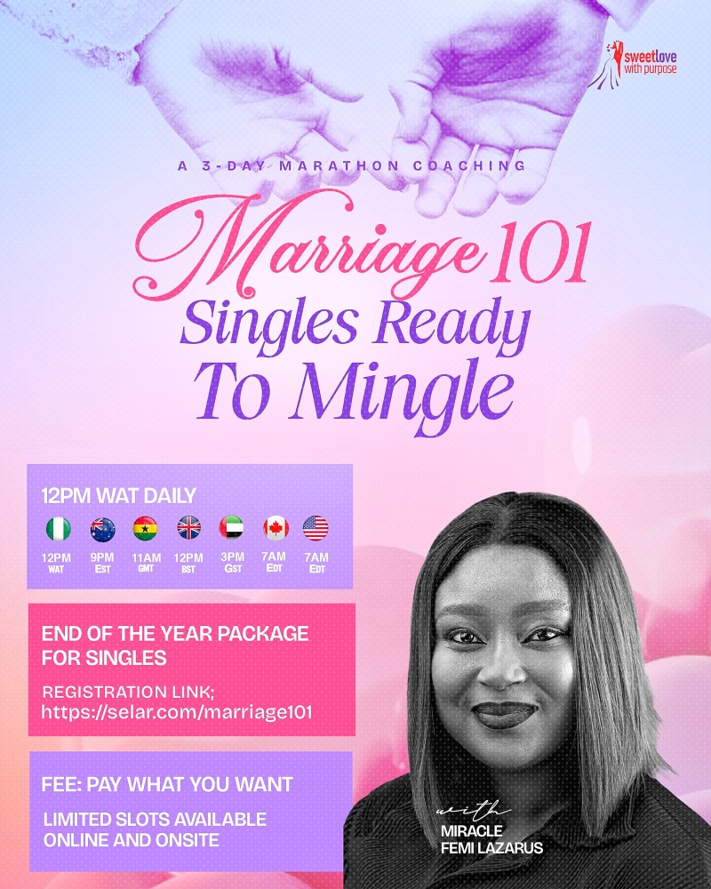 Buy MARRIAGE 101 - SINGLES READY TO MINGLE by Miracle Femi Lazarus on Selar