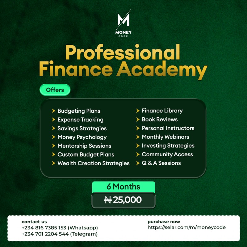 Buy Money Code Finance Academy 6 months Subscription by MONEY CODE on Selar