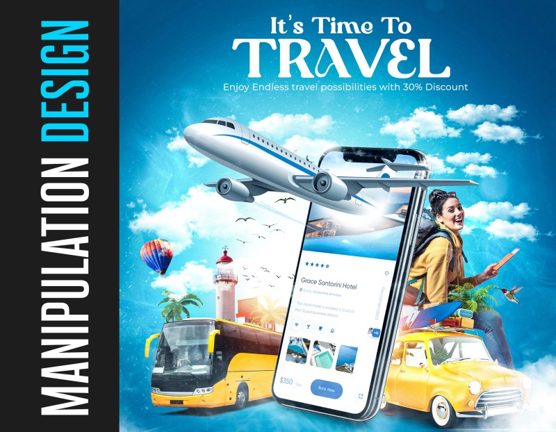 Get Creative Travel & Tour Manipulation Poster Design - PSD Template by ...