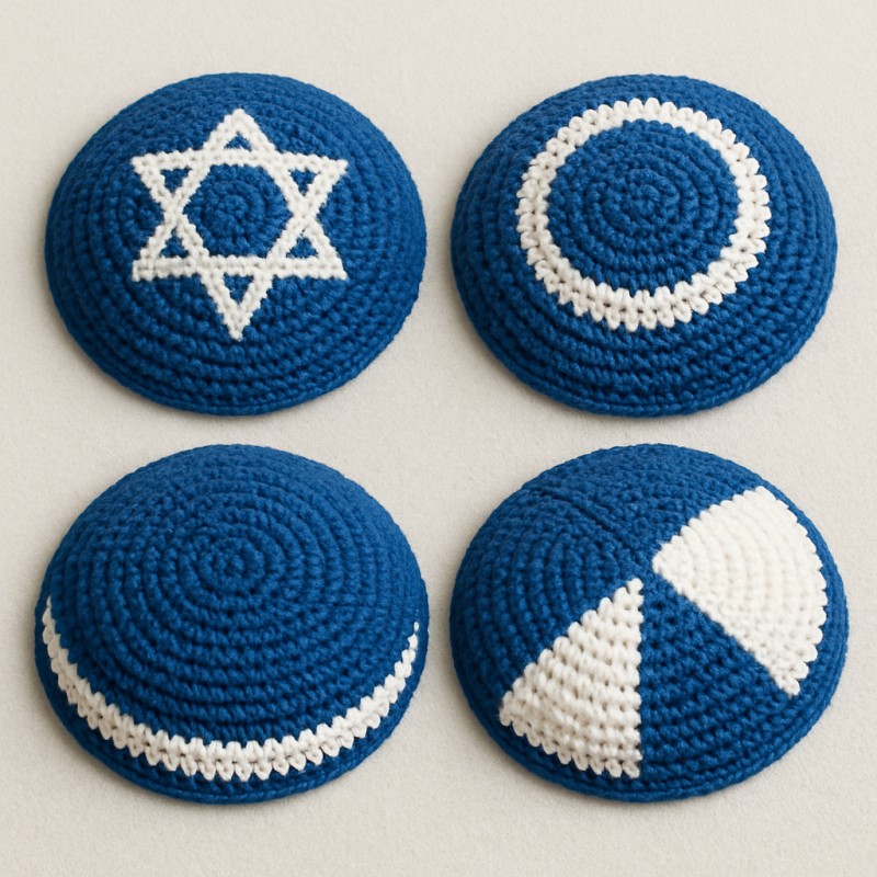 Buy 4-Piece Crochet Kippah Bundle – Handwoven Multicolor Jewish Head ...