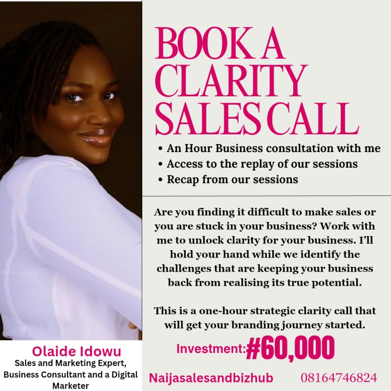 Buy ONE ON ONE CLARITY SALES CALL by Naijasalesandbizhub NSH on Selar