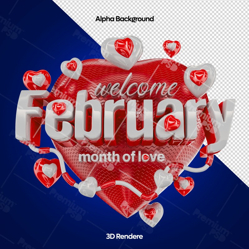 Get Welcome February 3D Render by nickstudio™ on Selar