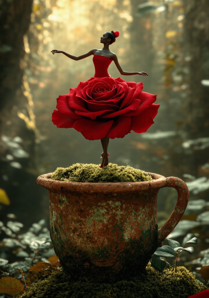 Buy Whimsical Rose Dancer Digital Artwork by Nita Uba on Selar