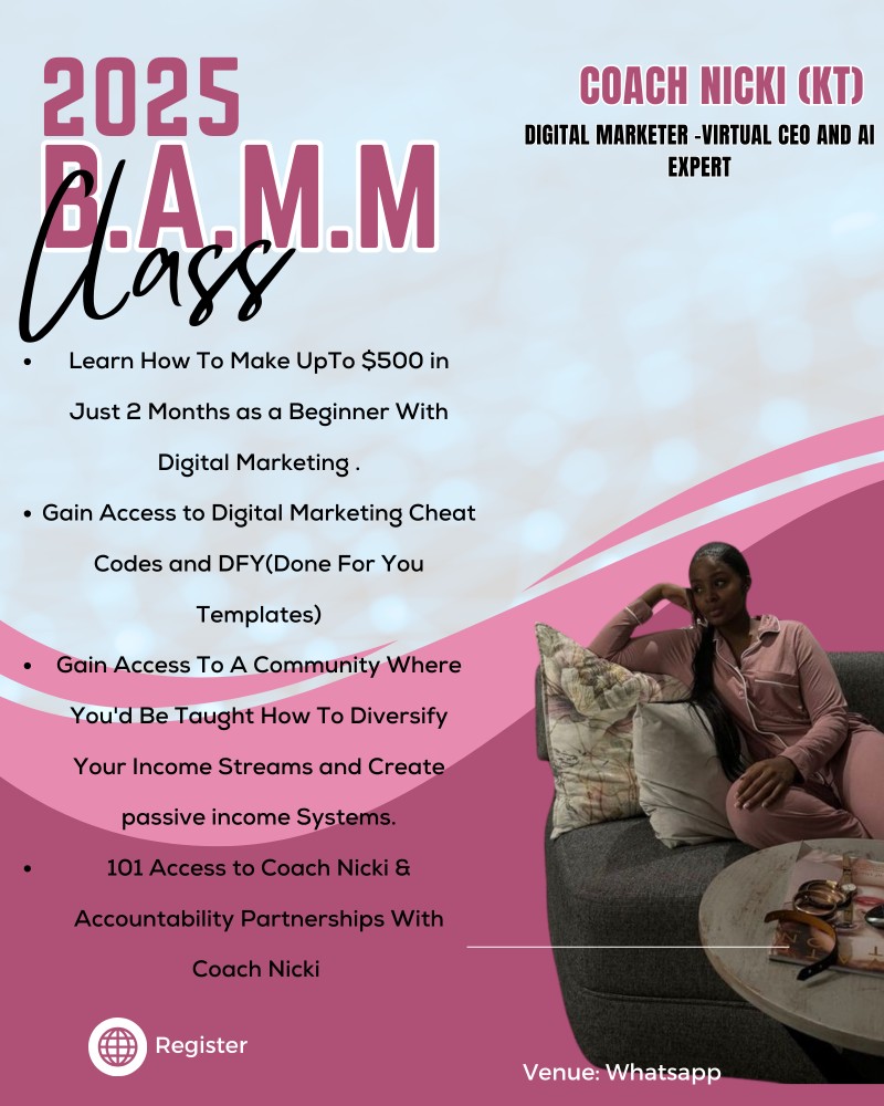 Buy Best Affiliate Marketing Masterclass (B.A.M.M Class) by Coach Nicki's Store on Selar
