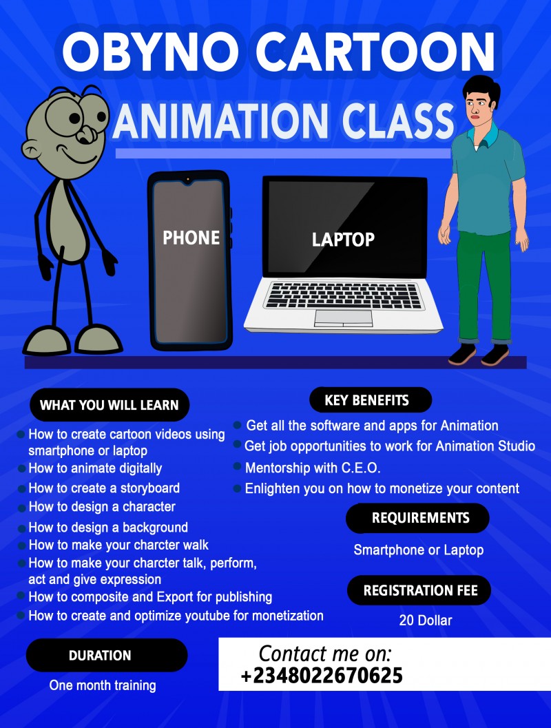 Buy 2D CARTOON ANIMATION COURSE by Obinna Okafor on Selar