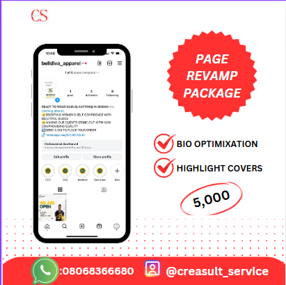 Buy Page revamp basic package by Creasult Service on Selar