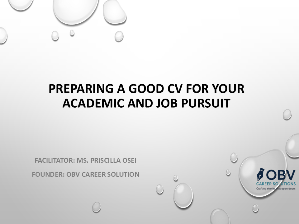 Get PREPARING A GOOD CV by Priscilla Osei on Selar