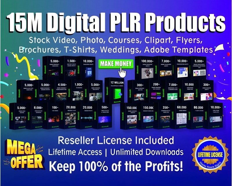 Buy 15M+ Digital Products PLR Bundle: eBooks, Adobe Files, Stock Media ...