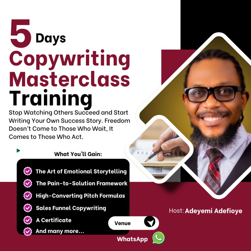 Buy COPYWRITING MASTERCLASS TRAINING by Adéyemí Adefioye on Selar