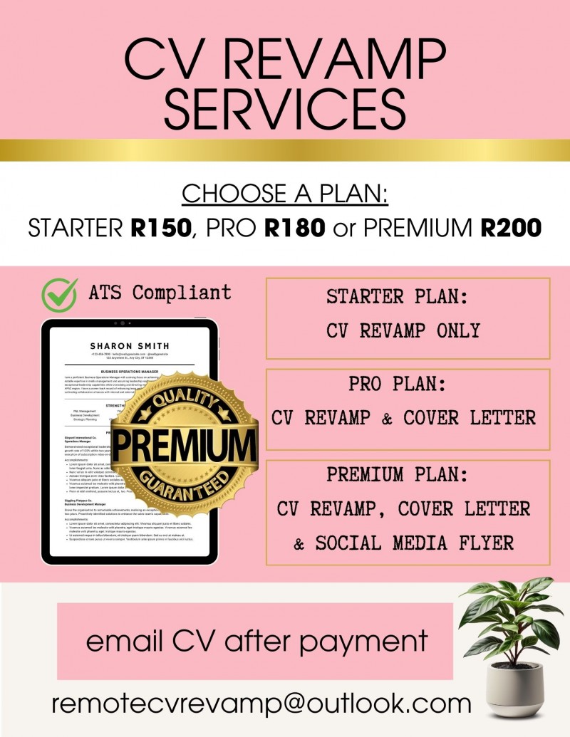 Get CV REVAMP SERVICES by Remote Jobs South Africa on Selar