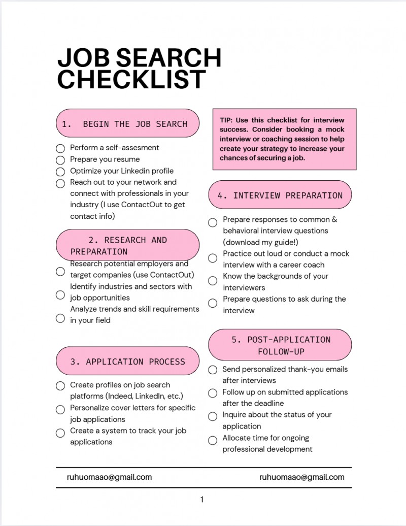 Get JOB SEARCH CHECKLIST by Ruhuoma Oguzo on Selar