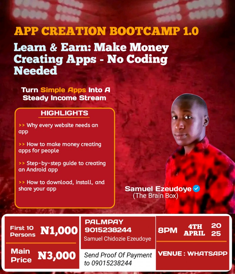 Buy APP Creation Bootcamp 1.0 by Samuel Chidozie Ezeudoye on Selar