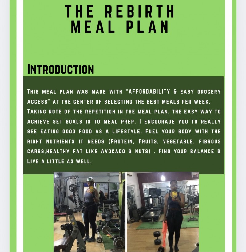 Buy REBIRTH MEAL PLAN (weight loss) by Fit bodyby_Fola on Selar