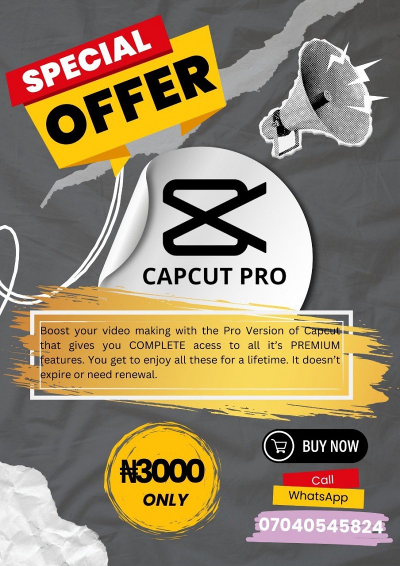 Buy Capcut Pro Lifetime by Shedrack Akpofure on Selar