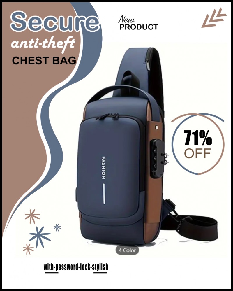 Buy Men's Secure Anti-Theft Chest Bag with Password Lock Stylish by ...