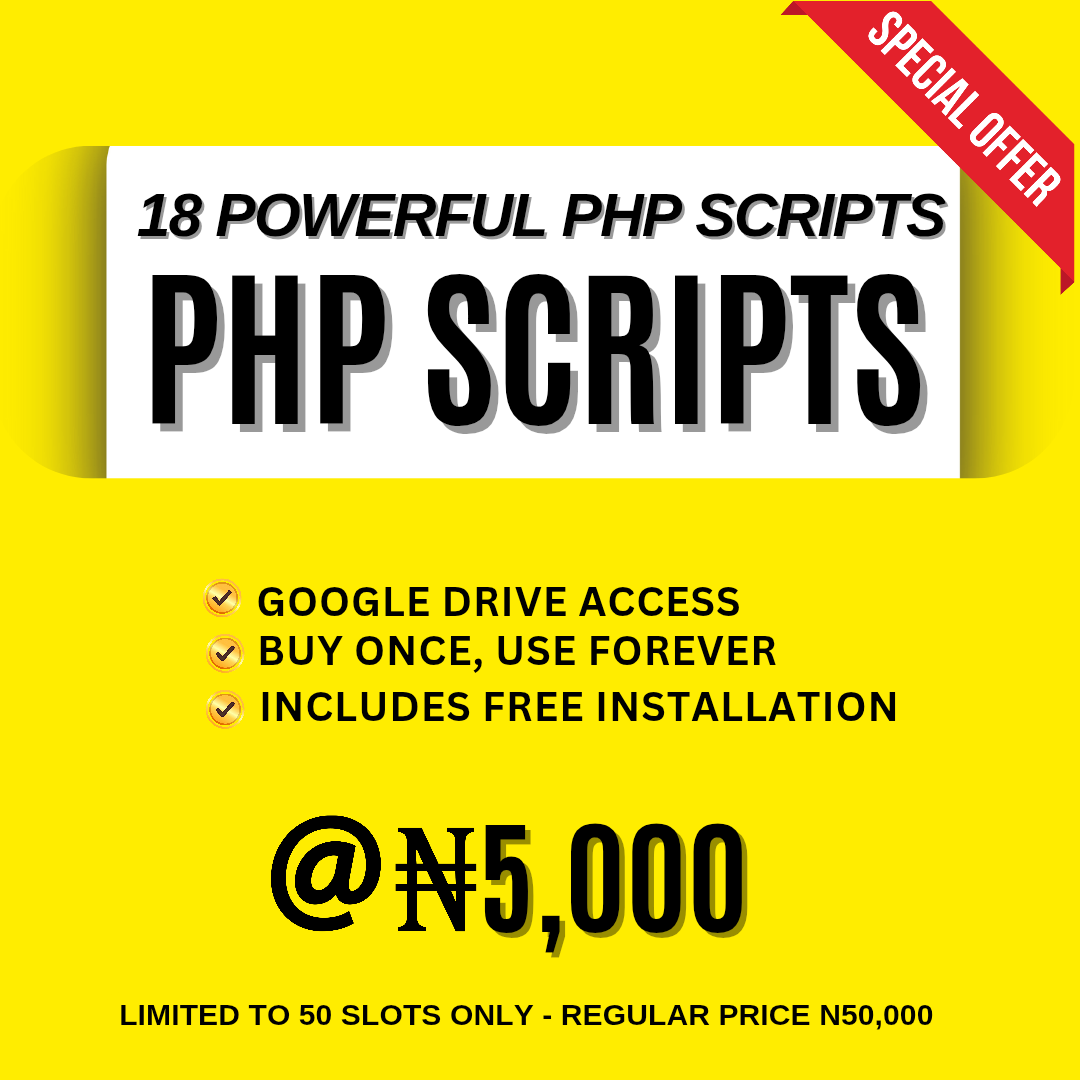 Buy 19 in 1 Heavy duty PHP scripts by Skytop Digital Academy 4 on Selar