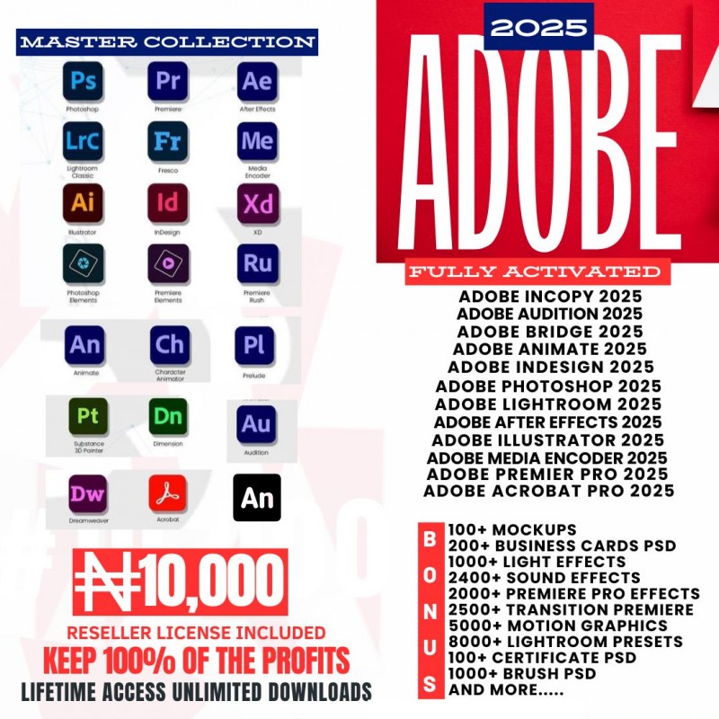 Buy ADOBE 2025 SOFTWARE COLLECTION by Skytop Digital Academy 4 on Selar