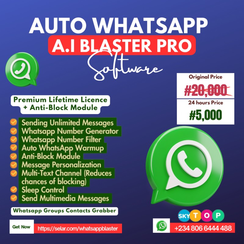 Buy (AI) Auto WhatsApp Blaster Turbo Pro by Skytop Digital Academy 4 on Selar