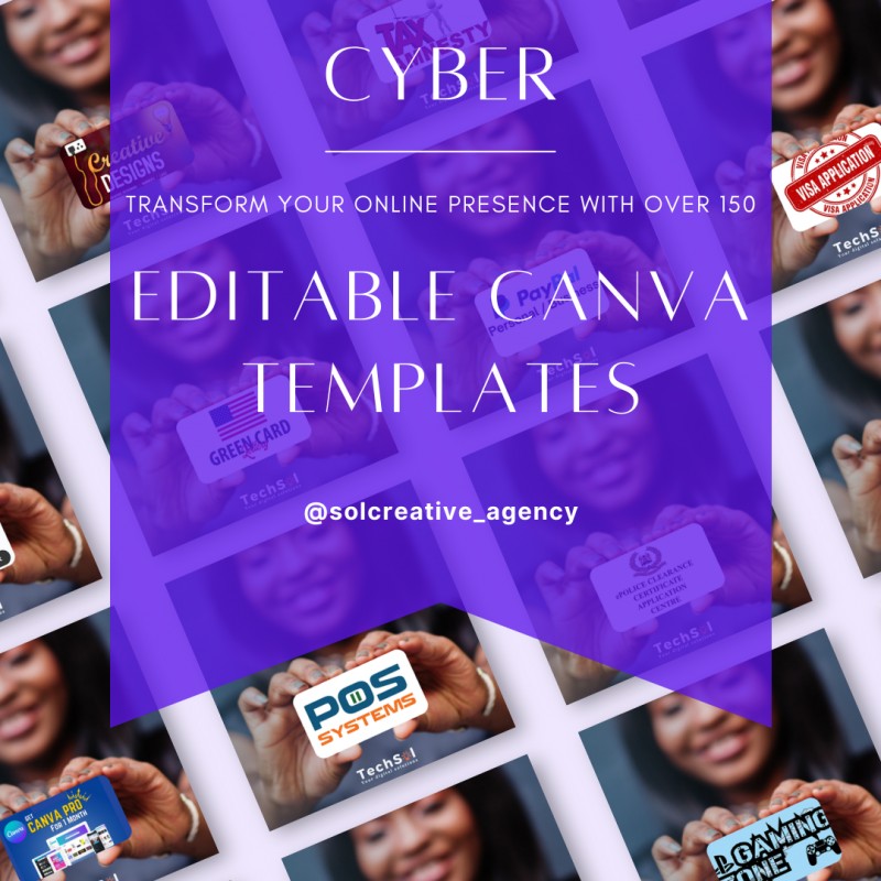 Buy Over 150 Cyber Editable Canva Template Designs by Solcreative ...